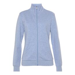 Sweatjacke BENCH. LOUNGEWEAR "- Loungejacke" Gr. 32/34, blau (hellblau meliert) Damen Sweatjacken