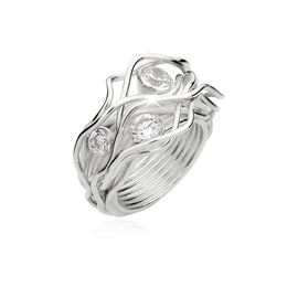 Fingerring NENALINA "Zirkonia Kristalle Gedreht Geschwungen 925 Silber" Fingerringe Gr. 54 mm, mit Steinen, Silber 925 (Sterlingsilber), 8 mm, silberfarben (silber, weiß) Damen Fingerringe