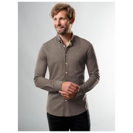 Poloshirt TRIGEMA "TRIGEMA Business-Hemd aus DELUXE-Single-Jersey" Gr. XXL, grau (taupe) Herren Shirts Langarm