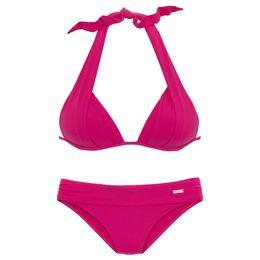 Triangel-Bikini Lascana Gr. 34, Cup C, pink Damen Bikini-Sets Ocean Blue mit Push-Up-Effekt Bestseller