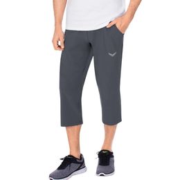 Jerseyhose TRIGEMA "TRIGEMA 3/4-Hose mit Kordelzug" Gr. L, US-Größen, grau (anthrazit) Herren Hosen