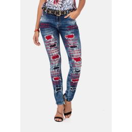 Cipo & Baxx Slim-fit-Jeans CIPO & BAXX Gr. 28, Länge 34, blau Damen Jeans Röhrenjeans