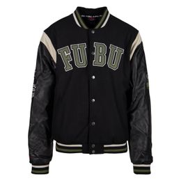 Collegejacke Fubu "Herren FM234-012-3 College Varsity Jacket black/olive/offwhite" Gr. L, schwarz (black) Herren Jacken Sportjacken