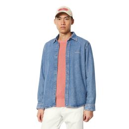 Marc O'Polo Jeanshemd MARC O'POLO "mit Button-Down-Kragen" Gr. XXL, Normalgrößen, blau Herren Hemden Langarm