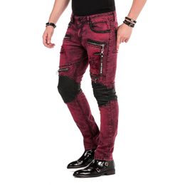 Cipo & Baxx Röhrenjeans CIPO & BAXX Gr. 32, Länge 32, rot (dunkelrot) Herren Jeans