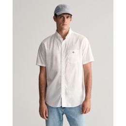 Kurzarmhemd Gant "Regular Fit Popeline Hemd leicht strapazierfähig pflegeleicht" Gr. L, N-Gr, weiß Herren Hemden Kurzarm