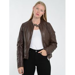 Bikerjacke Mustang "31021532", Damen, Gr. XS, braun (schwarz braun), Obermaterial: 100% Lammleder; Innenfutter: 100% Baumwolle; &Auml;rmelfutter: 100% Polyester; Wattierung: 100% Polyester, Jacken