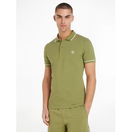 Poloshirt Calvin Klein Jeans "TIPPING SLIM POLO" Gr. M, grün (khaki) Herren Shirts Kurzarm