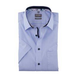 Kurzarmhemd OLYMP "Luxor Comfort Fit" Gr. 43, N-Gr, blau (bleu) Herren Hemden Kurzarm