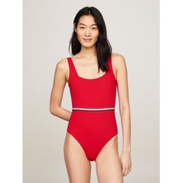 Badeanzug Tommy Hilfiger Swimwear "SQUARE NECK ONE PIECE" Gr. L (40), N-Gr, rot (primary red) Damen Badeanzüge Ocean Blue