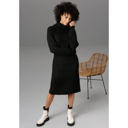 Strickkleid Aniston CASUAL Gr. 34, N-Gr, schwarz Damen Kleider Freizeitkleider