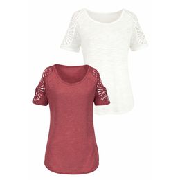 T-Shirt Vivance Gr. 32/34, beige (kupfer, creme) Damen Shirts Jersey