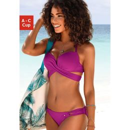 Push-Up-Bikini s.Oliver Gr. 34, Cup B, pink (fuchsia) Damen Bikini-Sets Ocean Blue mit zusätzlichen Bindebändern