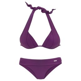 Triangel-Bikini Lascana Gr. 34, Cup C, lila Damen Bikini-Sets Ocean Blue mit Push-Up-Effekt Bestseller