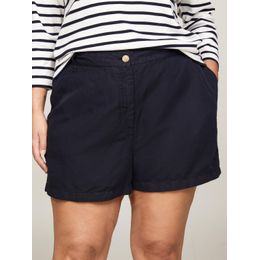 Shorts Tommy Hilfiger Curve "CRV SLIM COTTON LINEN SHORT" Gr. 48, N-Gr, blau (desert sky) Damen Hosen Kurze