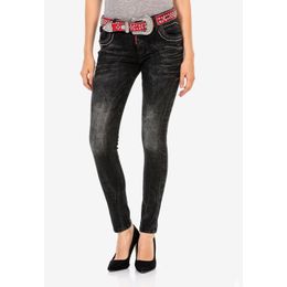 Cipo & Baxx Slim-fit-Jeans CIPO & BAXX Gr. 27, Länge 32, schwarz Damen Jeans Röhrenjeans