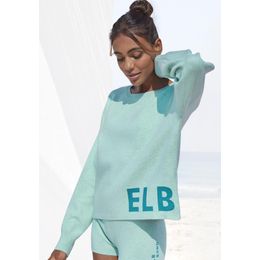 Strickpullover ELBSAND "-Loungesweatshirt" Gr. 32/34, blau (türkis) Damen Pullover Strandpullover Bestseller