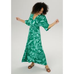 Maxikleid Aniston SELECTED Gr. 40, N-Gr, grün (dunkelgrün, grün) Damen Kleider Strandkleid Strandkleider