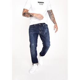 Slim-fit-Jeans FIVE FELLAS "DANNY" Gr. 33, Länge 32, blau (dunkelblau 518, 12m) Herren Jeans Slim Fit