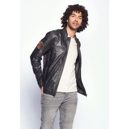 Lederjacke Mustang "Varberg", Herren, Gr. L, braun (dunkelbraun), Obermaterial: 100% Leder, Lamm / Futter: 100% Baumwolle / &Auml;rmelfutter: 100% Polyester, ohne B&uuml;ndchen, Jacken