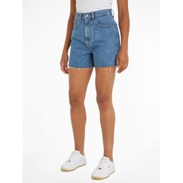 Shorts Tommy Jeans "MOM UH SHORT BH0034" Gr. 28, N-Gr, blau (denim medium) Damen Hosen High-Waist-Hosen