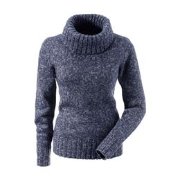 Rollkragenpullover Aniston CASUAL Gr. 34, blau (blau, meliert) Damen Pullover Grobstrickpullover