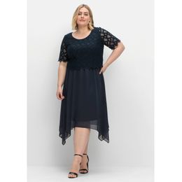 Abendkleid sheego "Große Größen" Gr. 58, Normalgrößen, blau (nachtblau) Damen Kleider Knielange