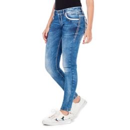 Cipo & Baxx Röhrenjeans CIPO & BAXX Gr. 29, Länge 34, blau Damen Jeans Röhrenjeans