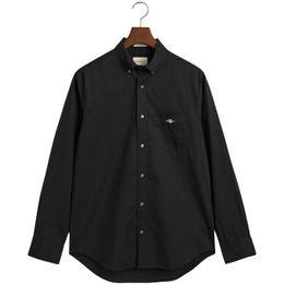 Langarmhemd Gant "Regular Fit Popeline Hemd leicht strapazierfähig pflegeleicht" Gr. S, N-Gr, schwarz (black) Herren Hemden Langarm