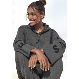 Hoodie ELBSAND "-Kapuzensweatshirt" Gr. 40/42, grau (anthrazit) Damen Sweatshirts -jacken