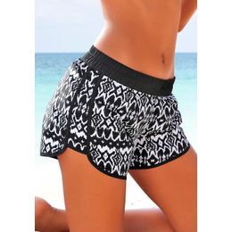 Badeshorts Lascana Gr. 48, N-Gr, schwarz (schwarz, bedruckt) Damen Badehosen Ocean Blue