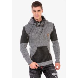 Cipo & Baxx Strickpullover CIPO & BAXX Gr. S, grau Herren Pullover