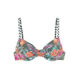 Venice Beach Bikinitop 'Summer' Damen Gr&ouml;&szlig;e 80 dunkelgr&uuml;n / orange / hellpink / wei&szlig;