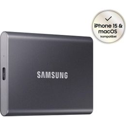 Samsung Portable SSD T7 externe SSD (500GB) 1050 MB/S Lesegeschwindigkeit, 1000 MB/S Schreibgeschwindigkeit, grau