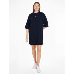 Shirtkleid Tommy Jeans "TJW BADGE TEE DRESS" Gr. L (40), N-Gr, blau (dark night navy) Damen Kleider Freizeitkleider