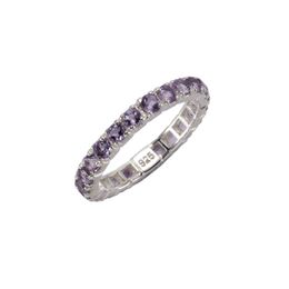 ZEEme Fingerring 925/- Sterling Silber rhodiniert Amethyst, weiß