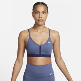 Nike Indy gepolsterter Sport-BH mit leichtem Halt und V-Ausschnitt für Damen - Blau