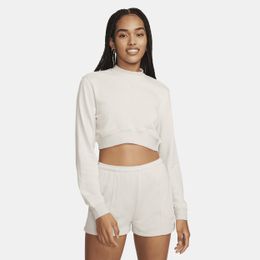 Nike Sportswear Chill Terry French-Terry-Damenoberteil im Crop-Style mit Rundhalsausschnitt - Braun