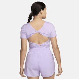 Nike One Classic Dri-FIT Twist-Crop Top mit kurzen Ärmeln für Damen - Lila