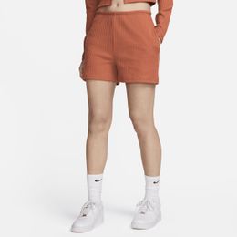 Nike Sportswear Chill Knit Ripp-Shorts mit schmaler Passform und hohem Bund für Damen (ca. 7,5 cm) - Orange