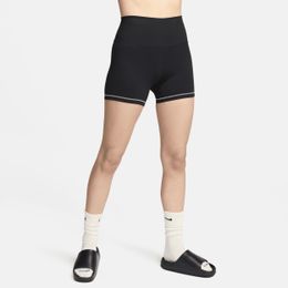 Nike One Rib Bike Shorts mit hohem Bund für Damen (ca. 12,5 cm) - Schwarz