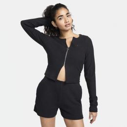 Nike Sportswear Chill Rib schmal geschnittene Strickjacke mit durchgehendem Reißverschluss (Damen) - Schwarz