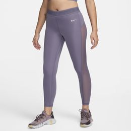 Nike Pro 7/8-Leggings mit mittelhohem Bund und Mesh-Einsatz für Damen - Lila