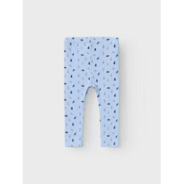 name it Leggings bequeme name it Leggings NBMDABBU M LONGJOHN im coolen Dino Design (elastisches Bündchen, gerippte Jerseyqualität) Regular Fit aus nachhaltiger Bio-Baumwolle, blau