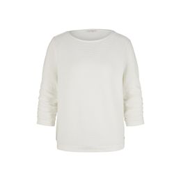 Tom Tailor Denim Damen Strukturiertes Sweatshirt, weiß, Uni, Gr. XL