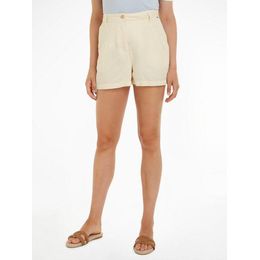 Tommy Hilfiger Shorts COTTON LINEN SHORT mit Logostickerei, beige