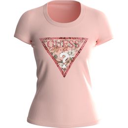 Guess T-Shirt, Rundhals, für Damen, rosa, L