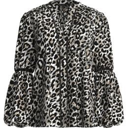Guess Bluse, Split-Neck, Leoparden-Muster, für Damen, schwarz, XS