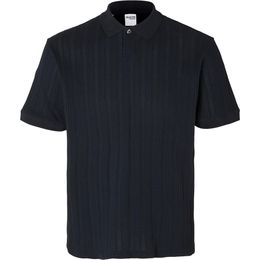 Selected Poloshirt, Jacquard-Look, für Herren, blau, M