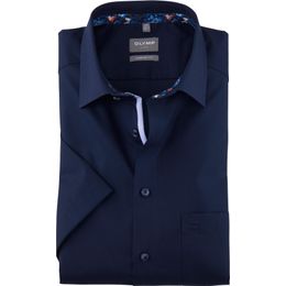 OLYMP Luxor Businesshemd, Comfort Fit, Kurzarm, Kent-Kragen, für Herren, blau, 47